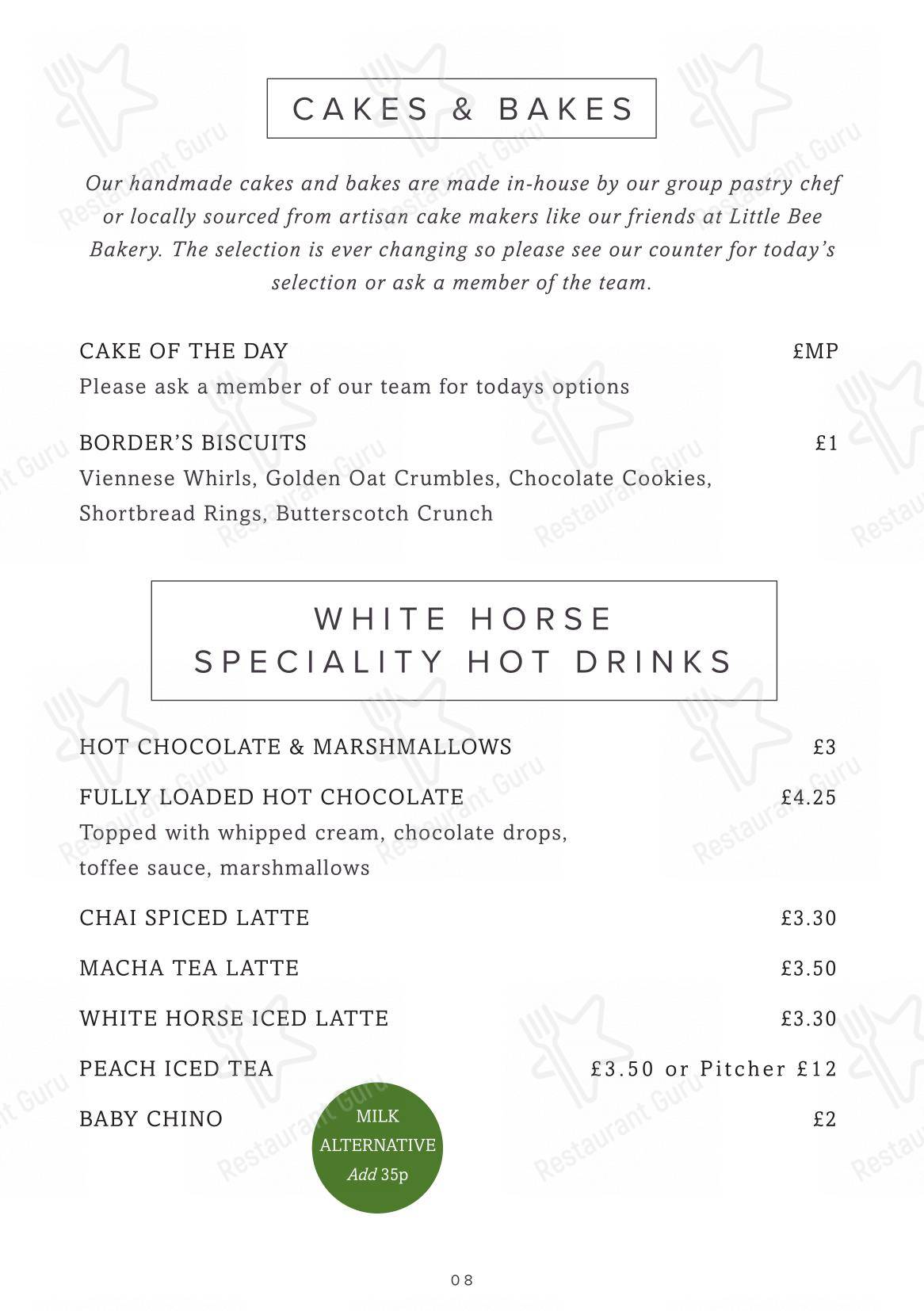 Menu at The White Horse Otterbourne pub & bar, Winchester