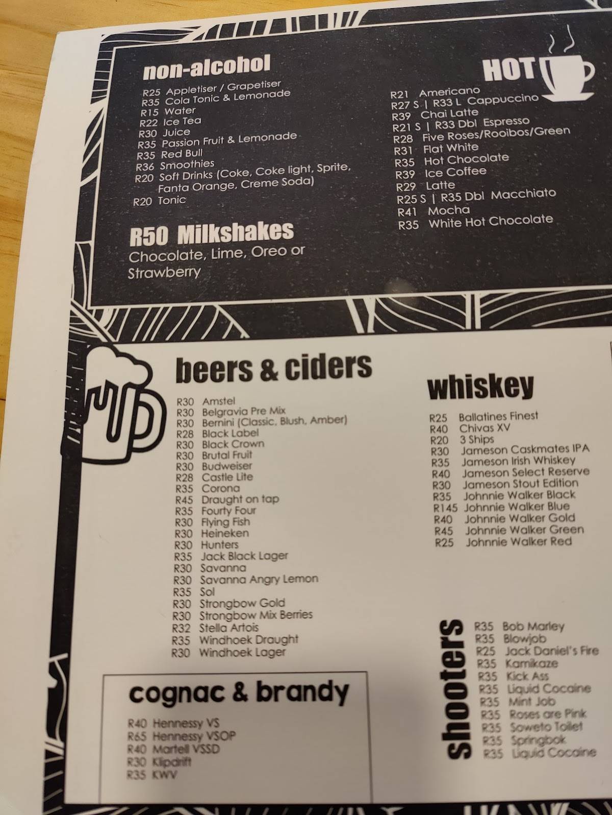 Menu at The Wing Republic - Pretoria, Pretoria