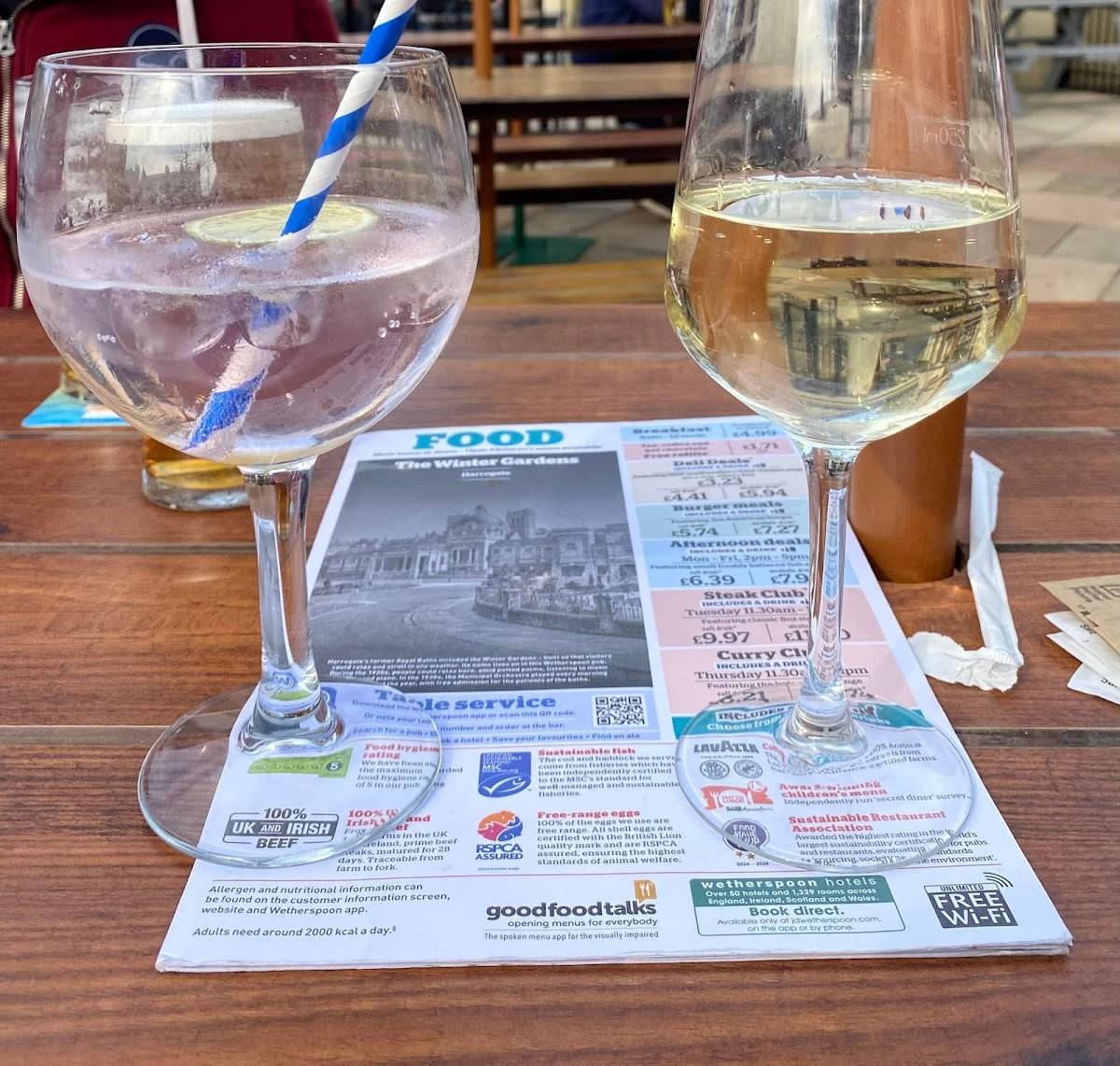 Menu at The Winter Gardens - JD Wetherspoon pub & bar, Harrogate