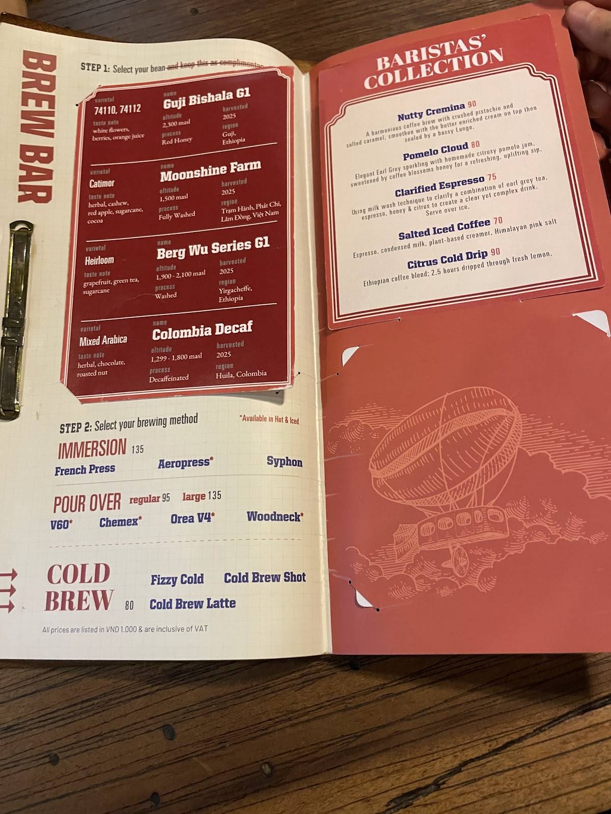 Menu at The Workshop Coffee cafe, Ho Chi Minh City, 27 Ngô Đức Kế