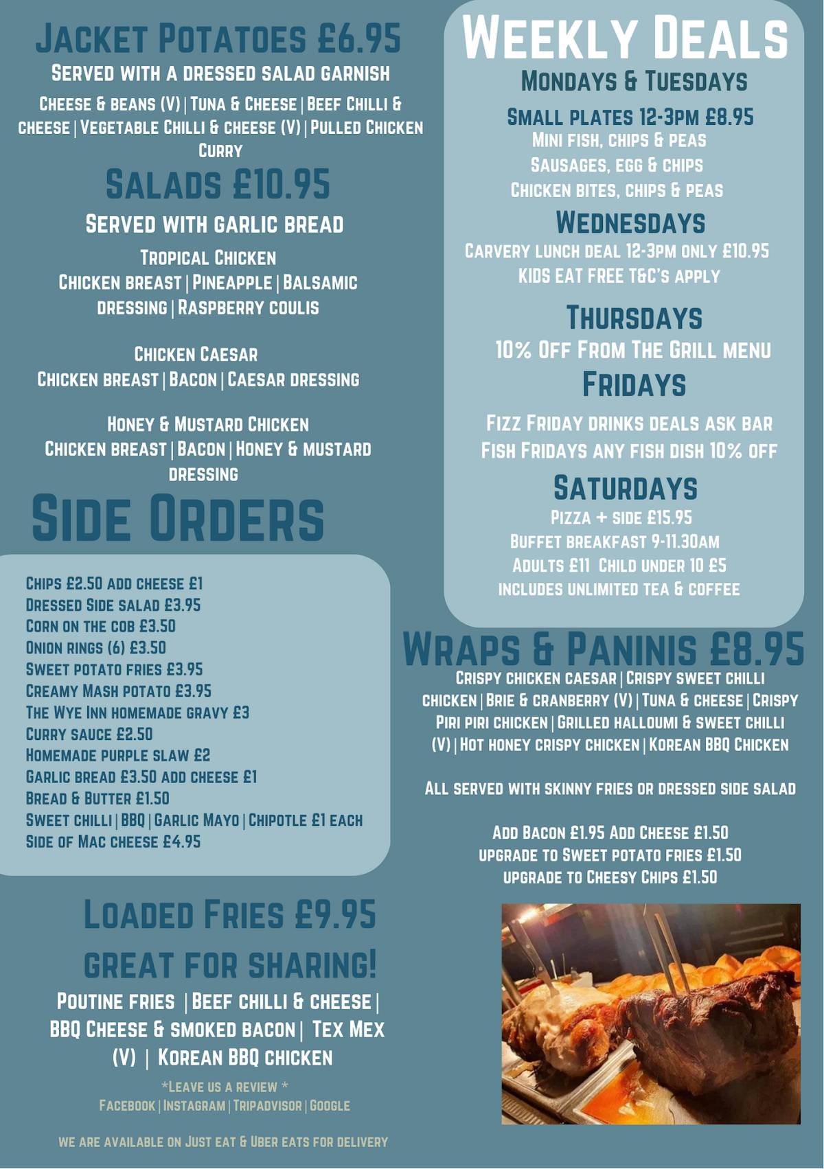 Menu at The Wye Inn Pub & Restaurant, Hereford, Holme Lacy Rd