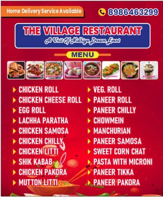 Menu at The village Restaurant, Sikandara