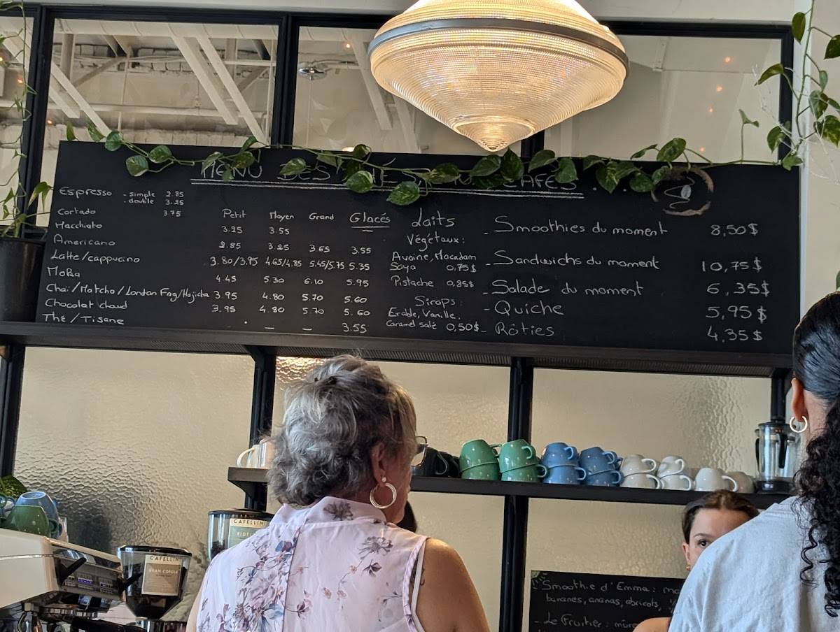 Menu au Théo Café, Longueuil