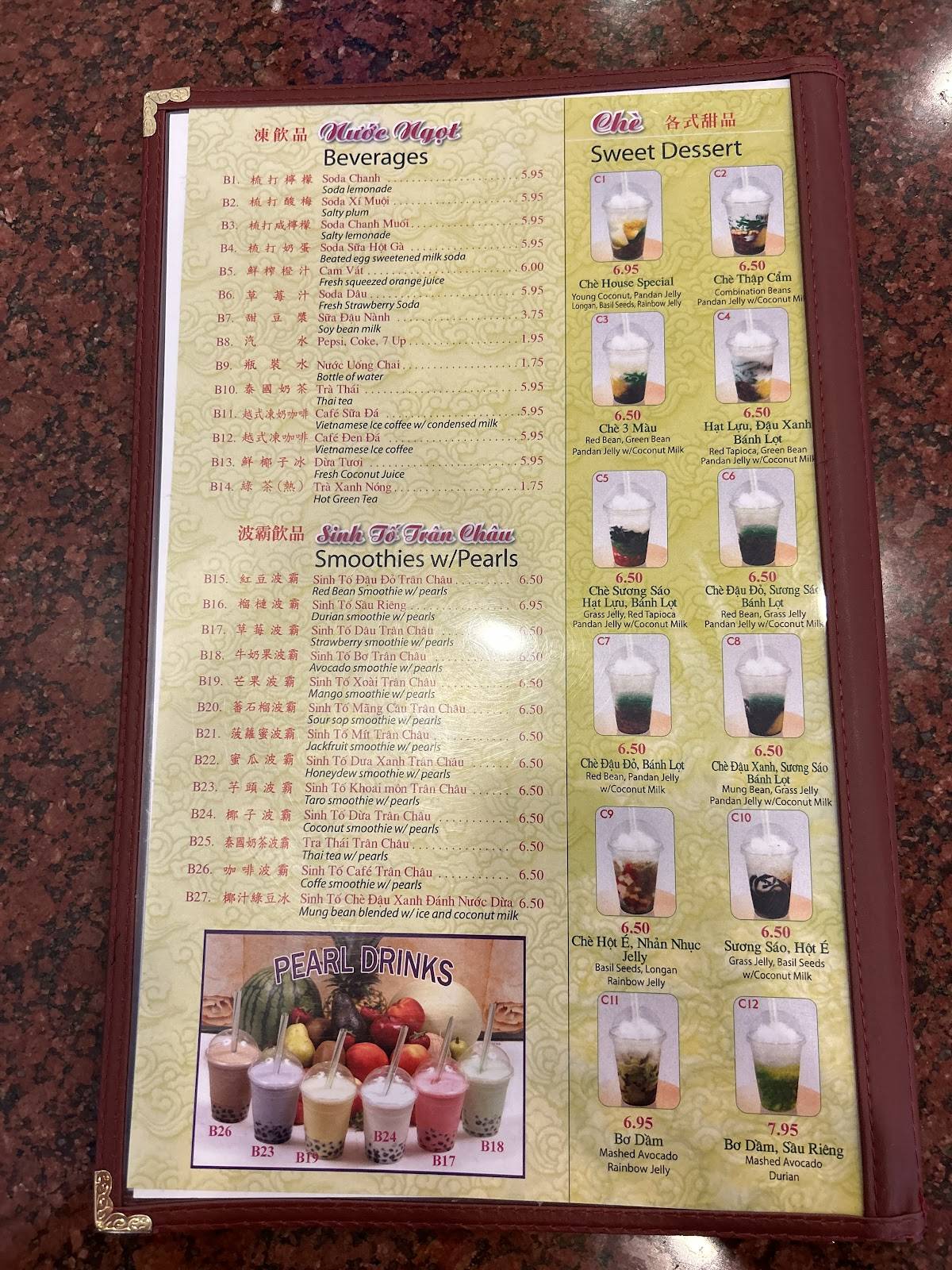Menu at Thiên Long Restaurant, San Jose, Silver Creek Rd STE 138