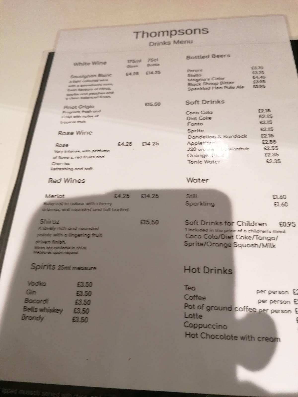 Menu at Thompsons Famous Fish & Chips fast food, York