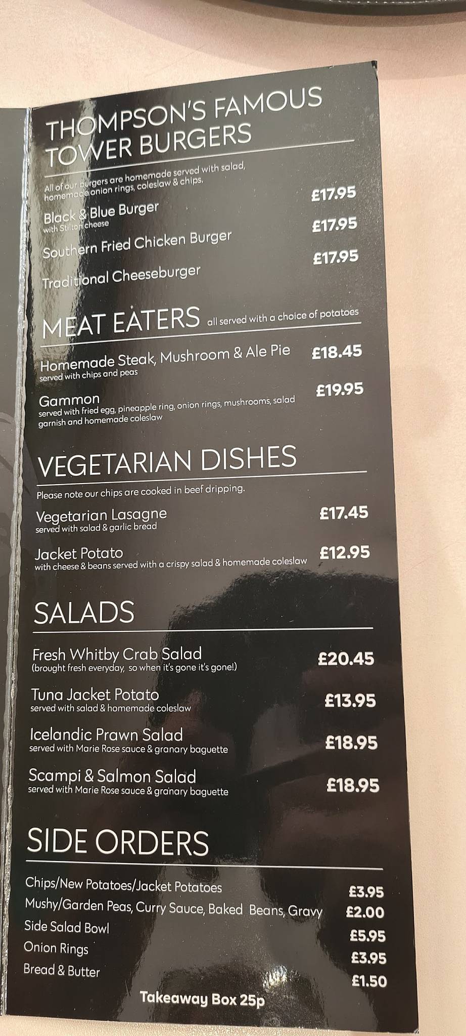 Menu at Thompsons Famous Fish & Chips fast food, York