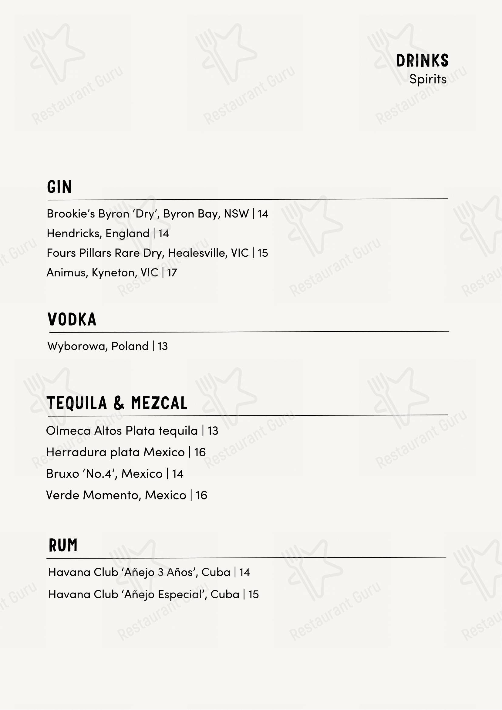 Menu at Three Blue Ducks, Melbourne restaurant, Tullamarine