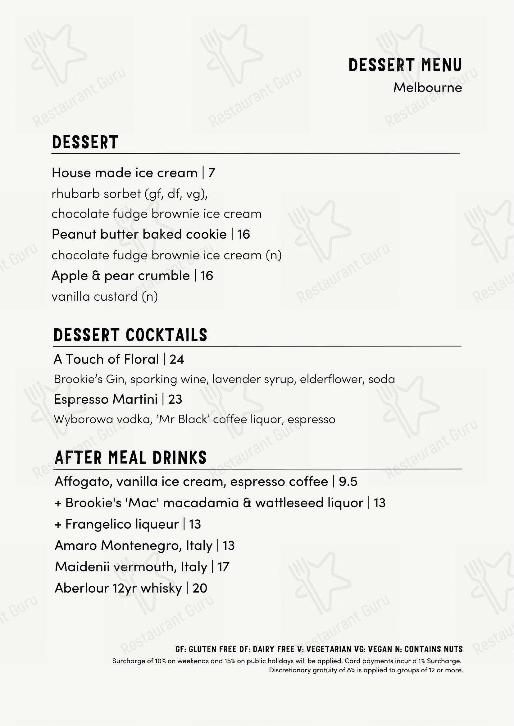 Menu at Three Blue Ducks, Melbourne restaurant, Tullamarine
