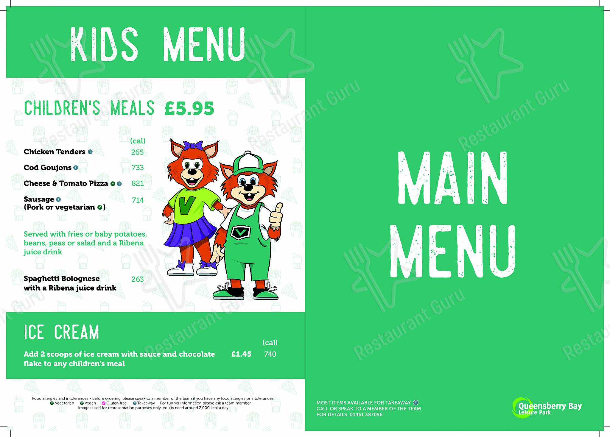 Menu at Thurston Manor Leisure Park Verdant Leisure restaurant, Dunbar