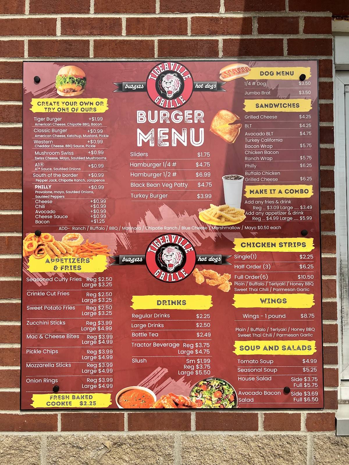Menu at Tigerville Grille restaurant, Campbellsville