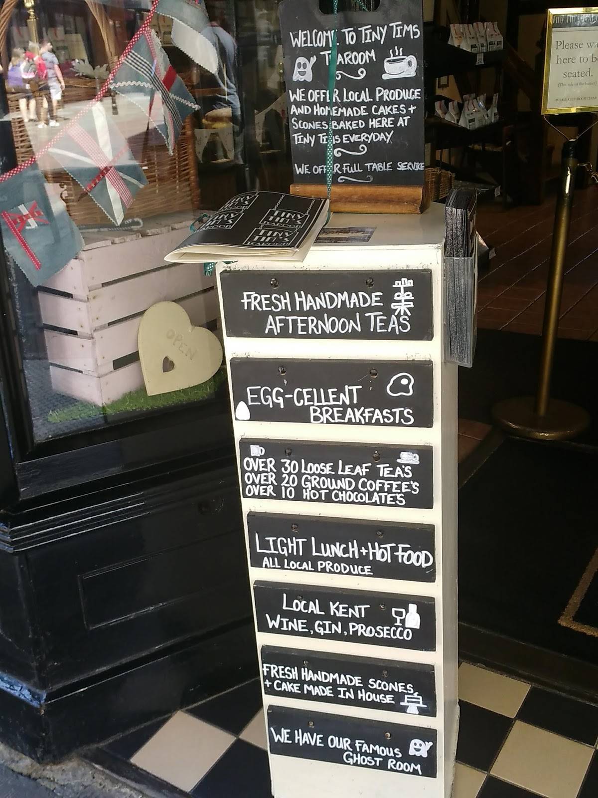 Menu at Tiny Tim's Tearoom cafe, Canterbury