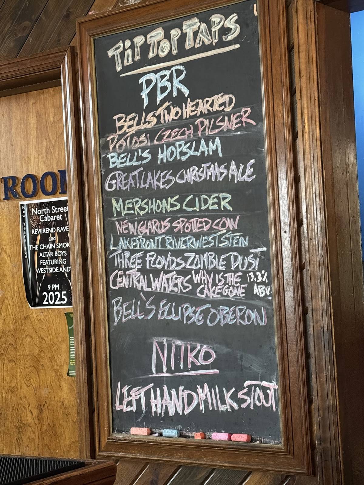 Menu at Tip Top Tavern pub & bar, Madison