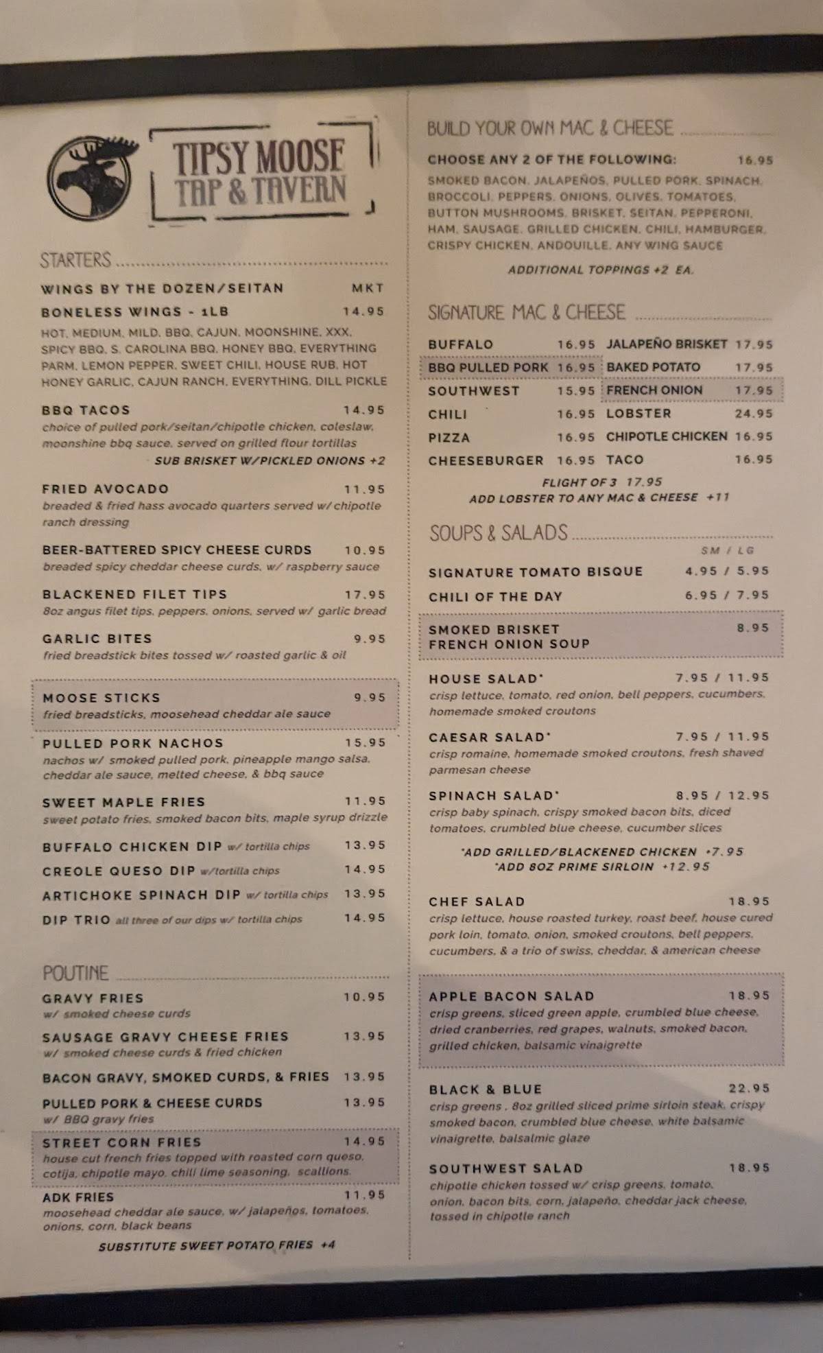Menu at Tipsy Moose Albany BBQ, Albany