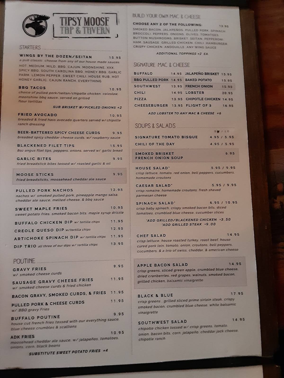 Menu at Tipsy Moose Albany BBQ, Albany