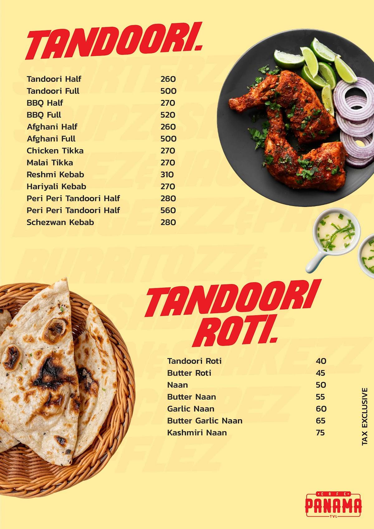 Menu at Cafe Panama - Tirunelveli, Tirunelveli