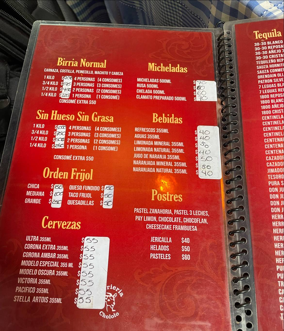 Carta del restaurante Birriería El Chololo, San Pedro Tlaquepaque, Calle