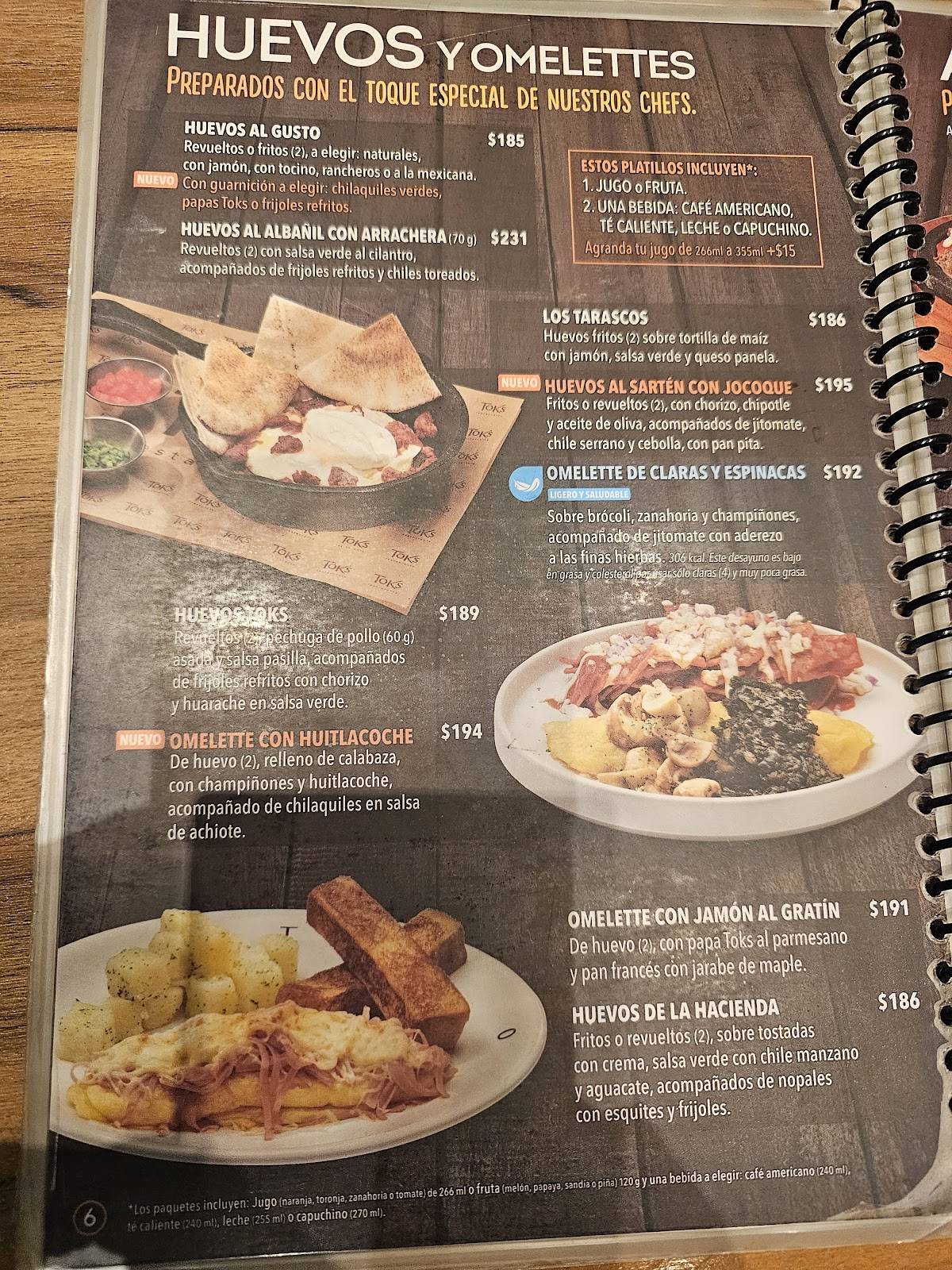 Carta del restaurante Toks Mitras, Monterrey, Avenida Ruiz Cortinez