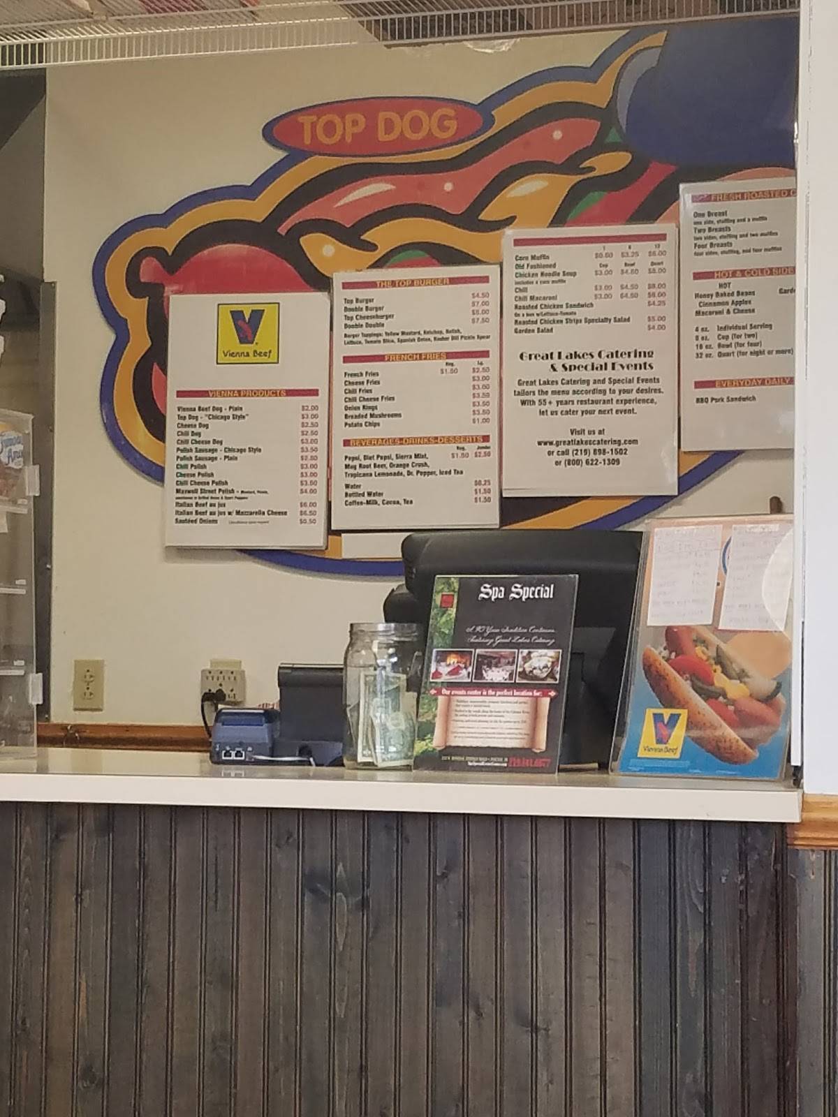Menu at Top Dog restaurant, Michigan City
