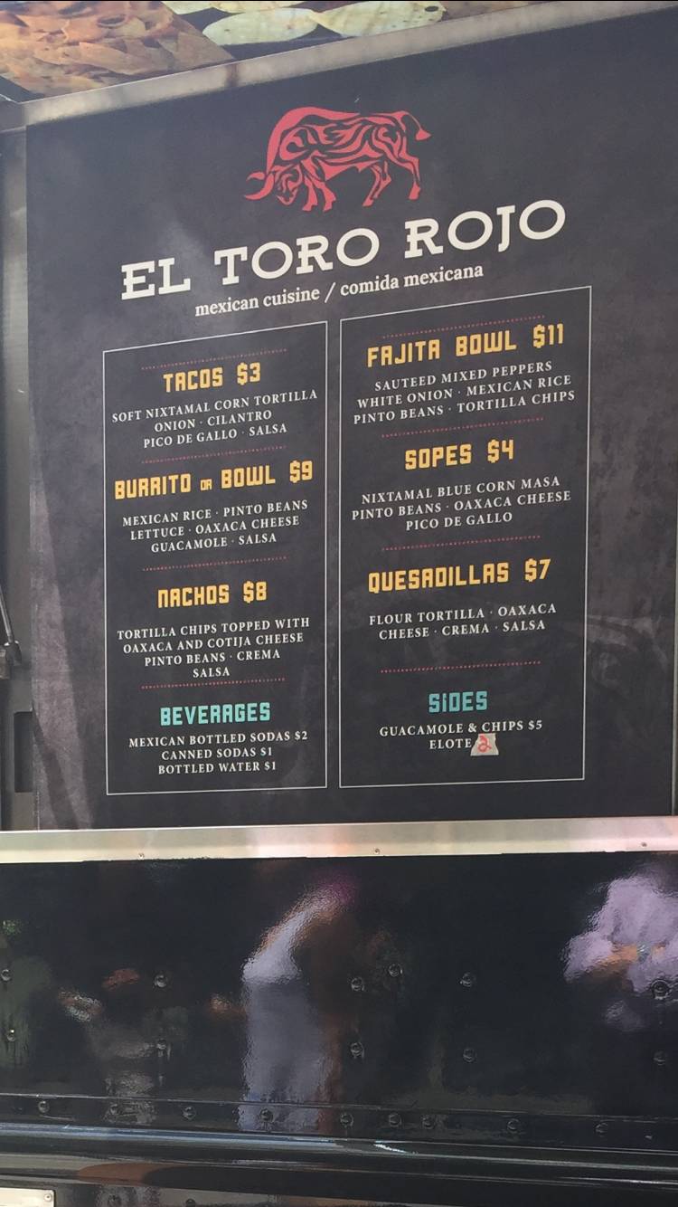 Menu at Toro Rojo restaurant, West New York