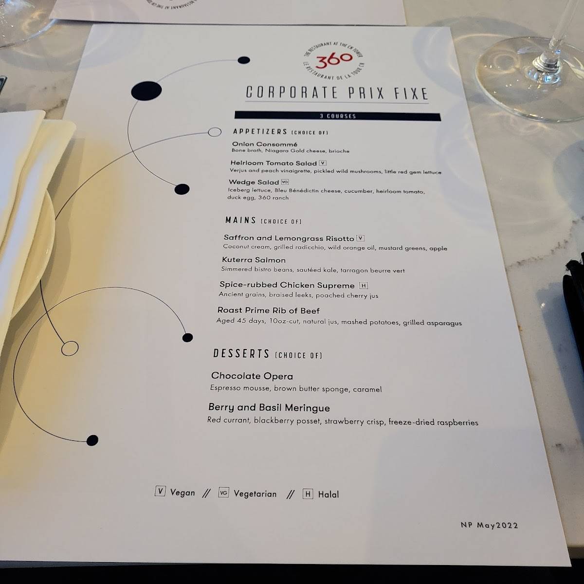 Menu at 360 The Restaurant at the CN Tower, Toronto