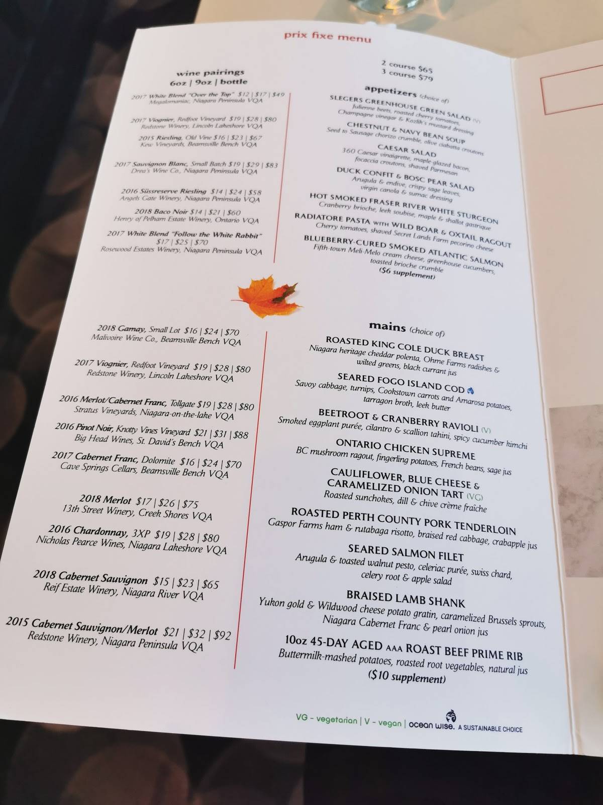 Menu at 360 The Restaurant at the CN Tower, Toronto