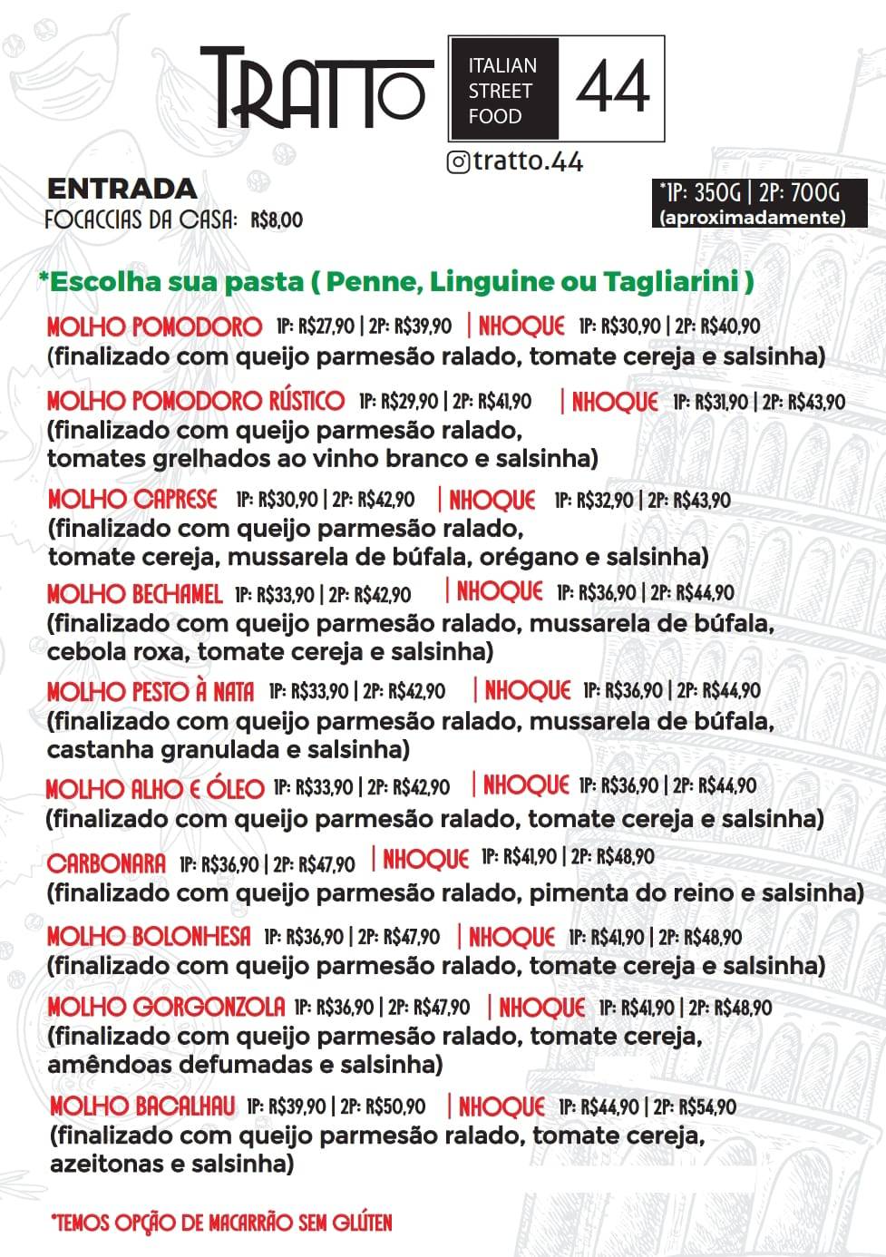 Menu em Tratto 44 - Italian Street Food restaurante, Cascavel