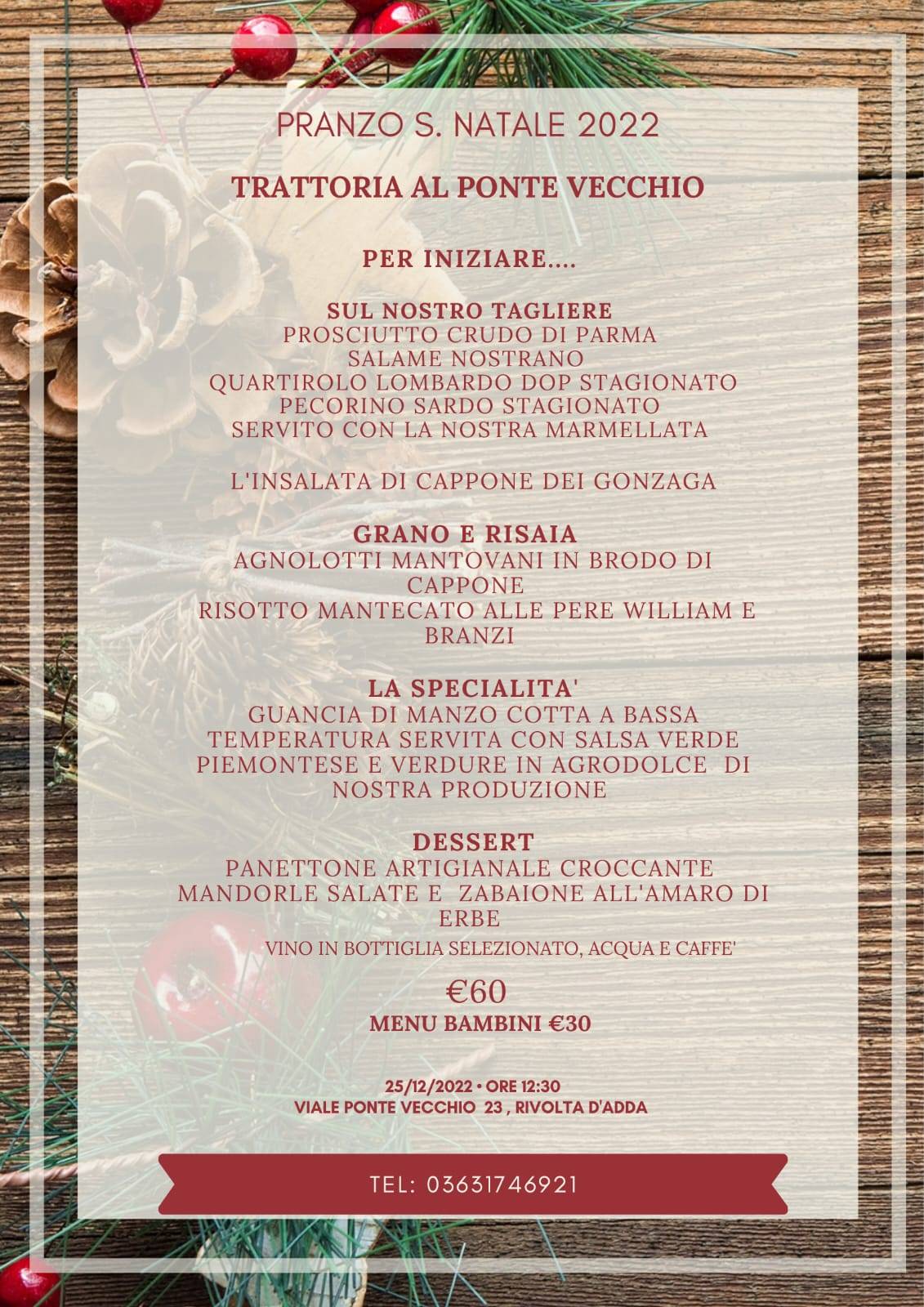 Menu da Al Ponte Vecchio ristorante, Rivolta d' Adda