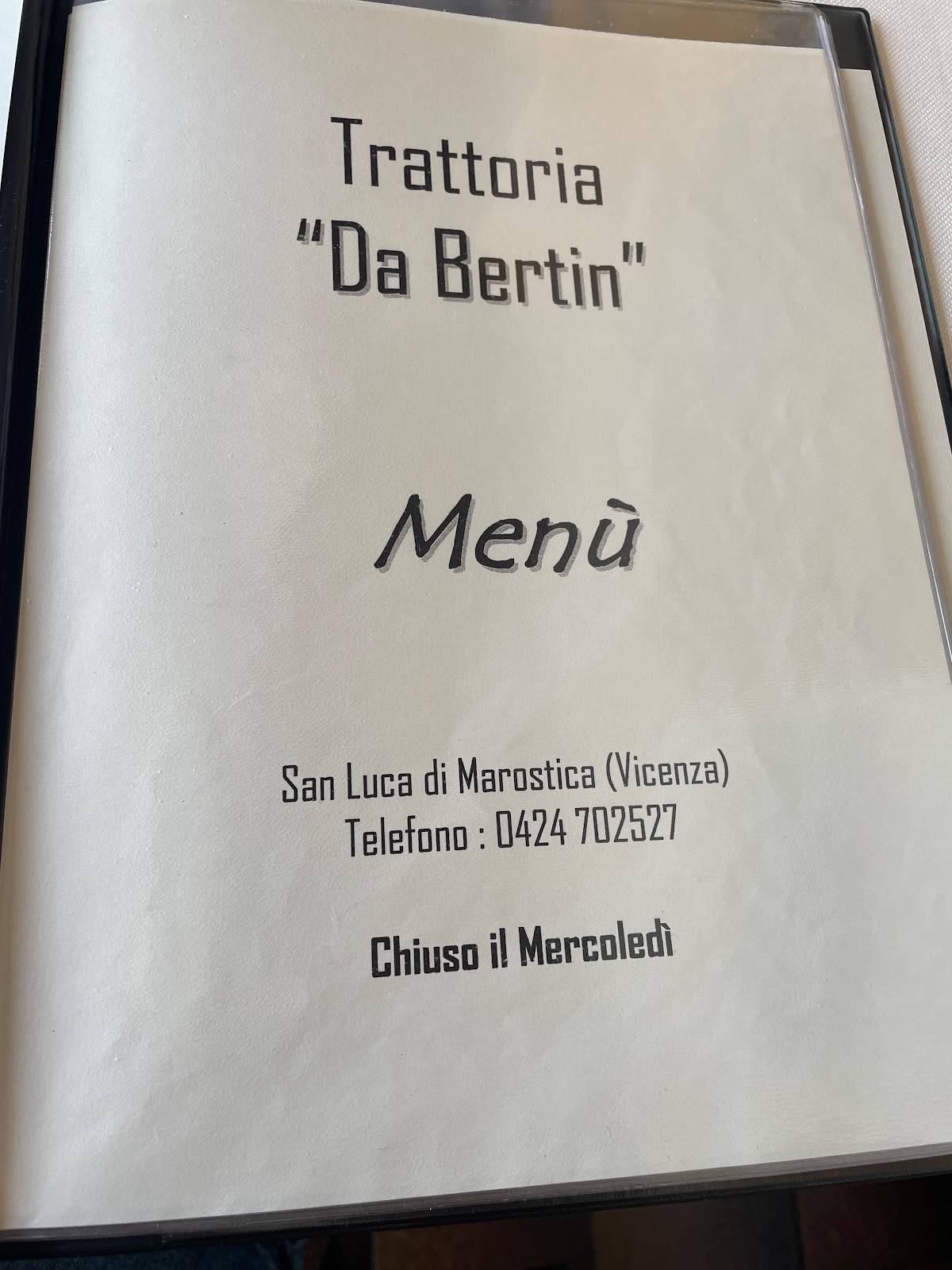Menu da Trattoria Da Bertin ristorante, Marostica