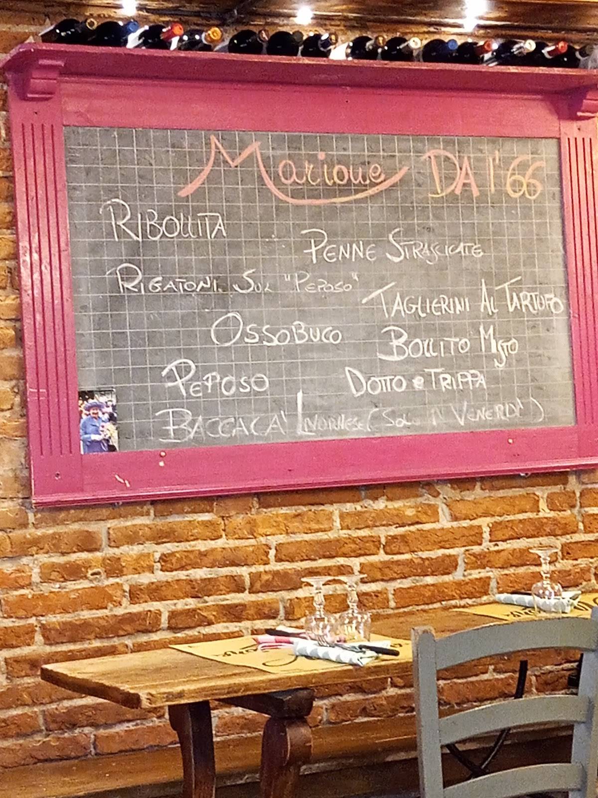 Menu at Trattoria Marione restaurant, Florence