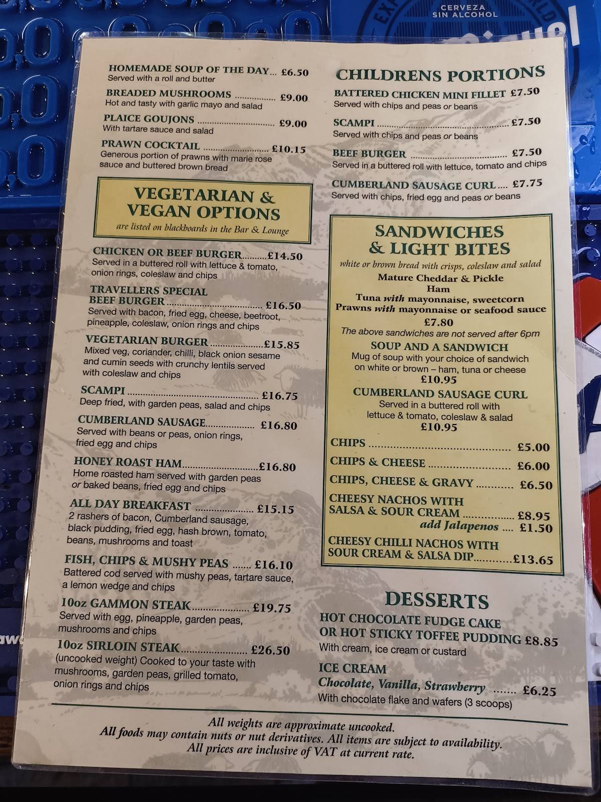 Menu at Travellers Rest pub & bar, Patterdale
