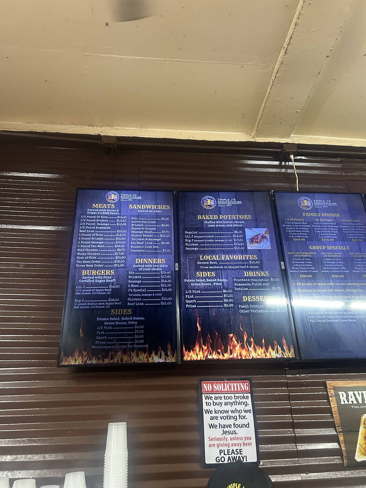 Menu at Triple J's Smokehouse BBQ, Houston, Homestead Rd