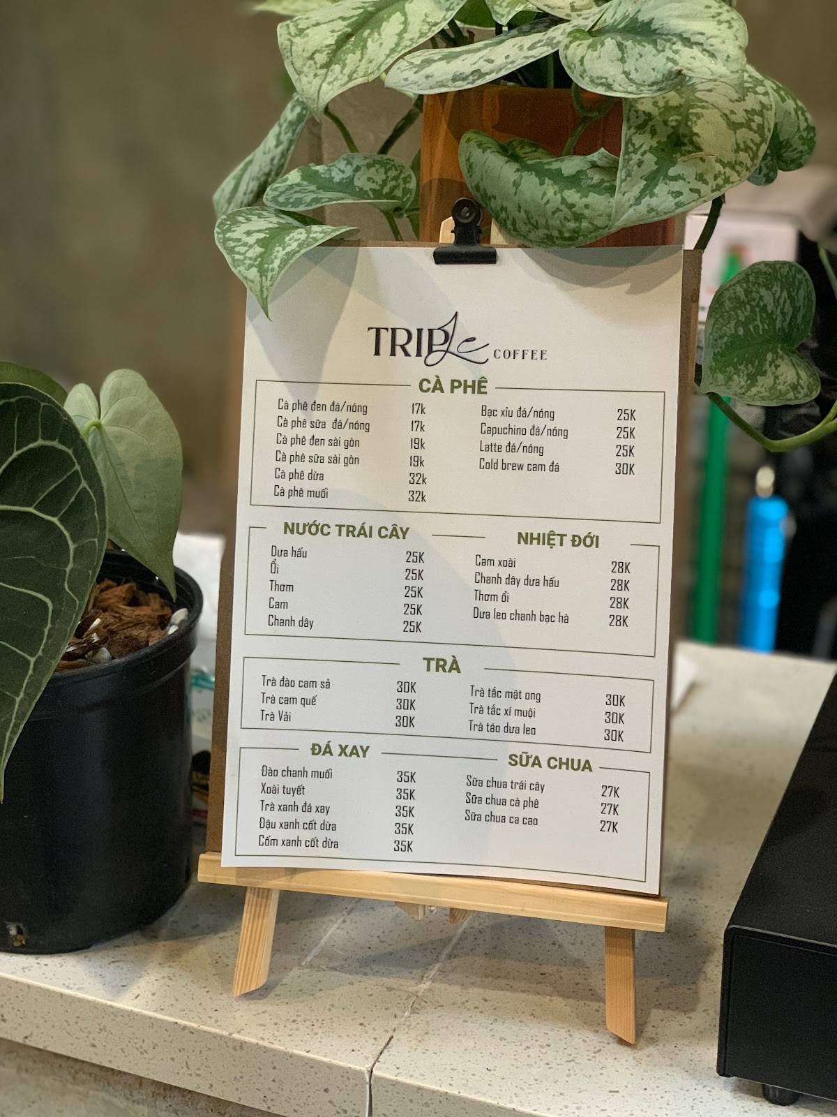 Menu at TripleCoffee, Da Nang