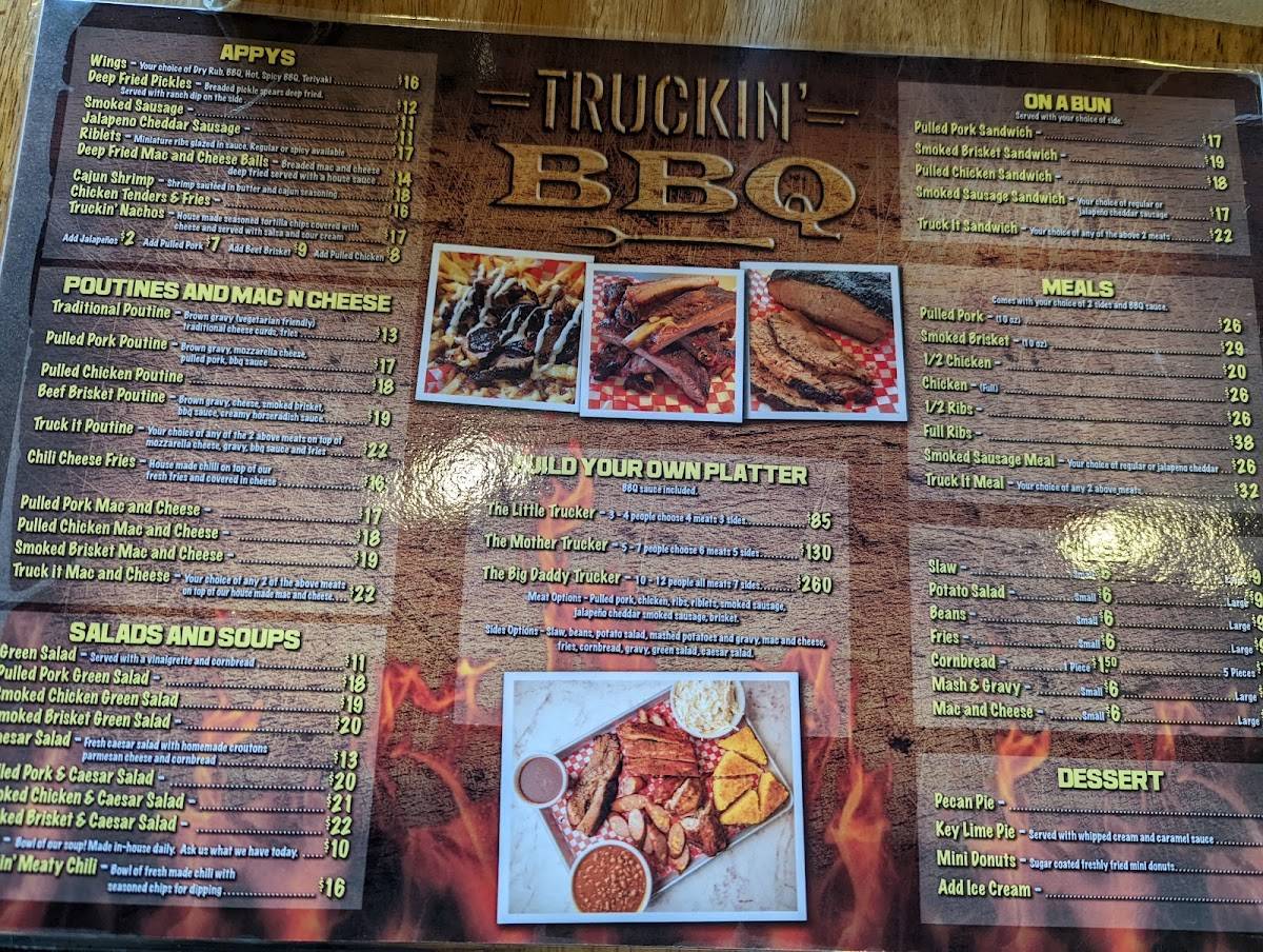 Carta de Truckin’ BBQ, Surrey