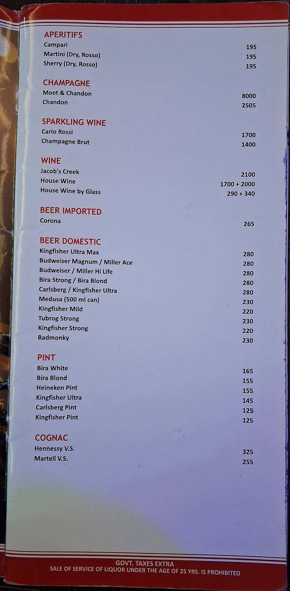 Menu at True Blue Resto Lounge Bar Class Room, Delhi