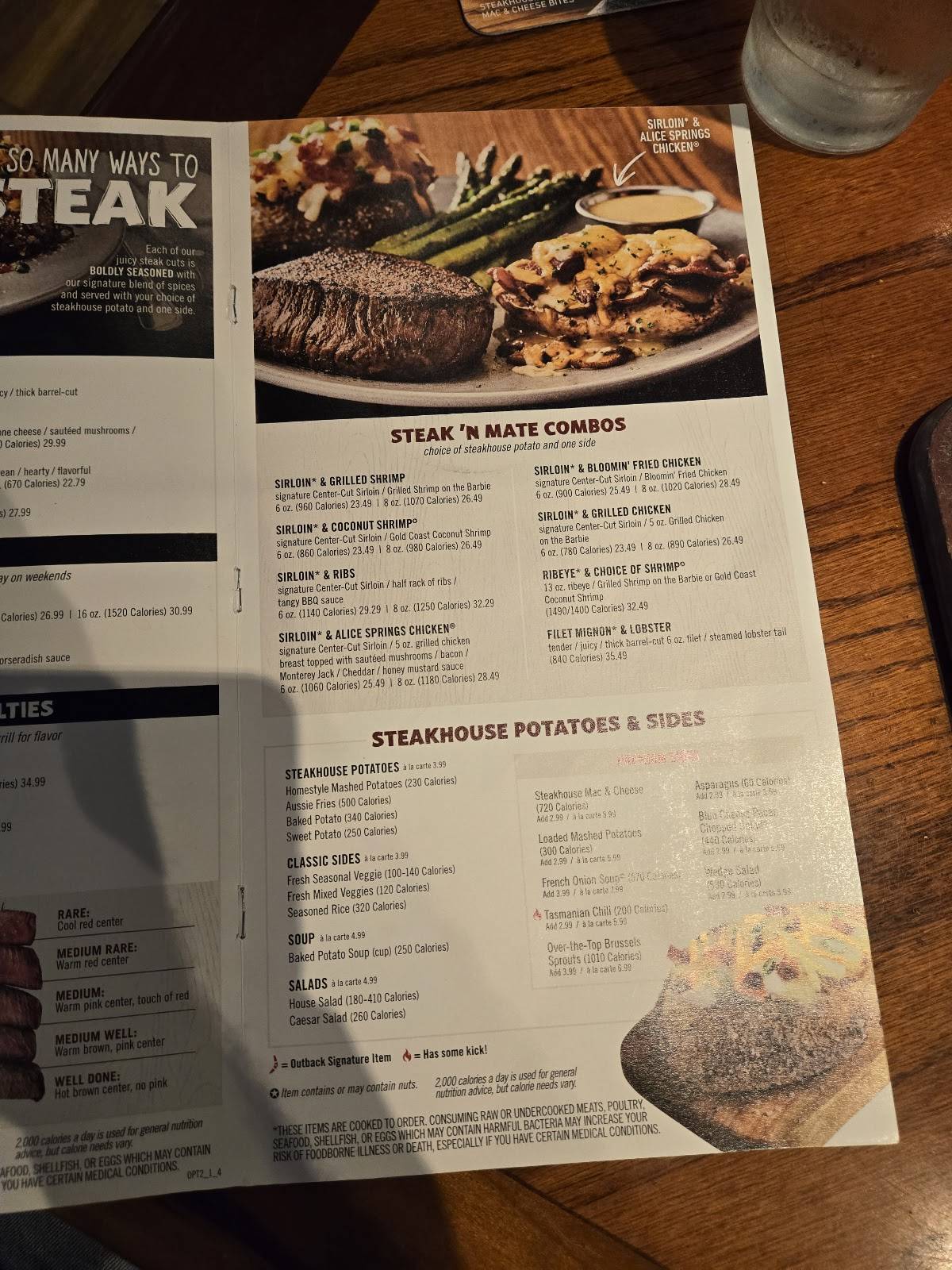 Menu at Outback Steakhouse, Tulsa, E 71st St