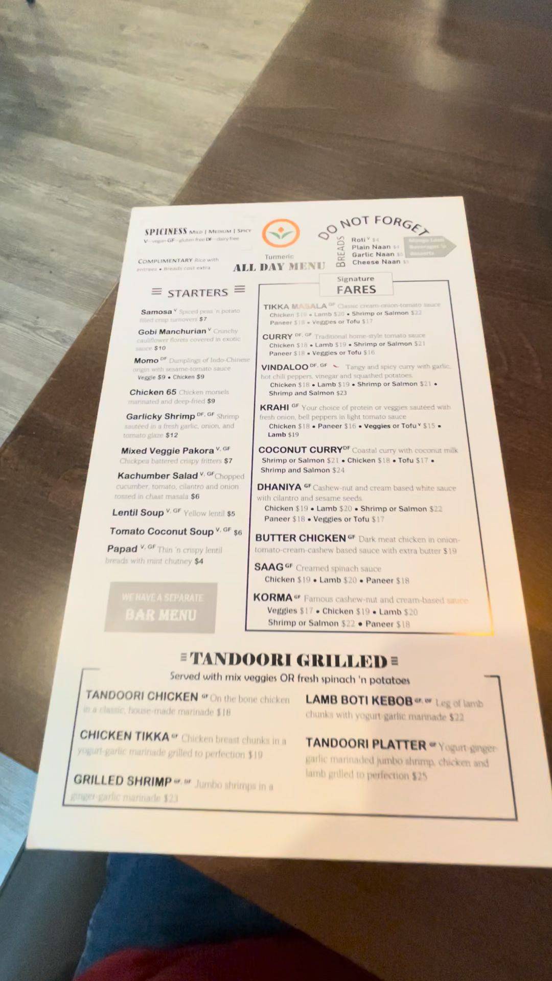 Menu at Turmeric Indian Cuisine at Power Center Point restaurant ...