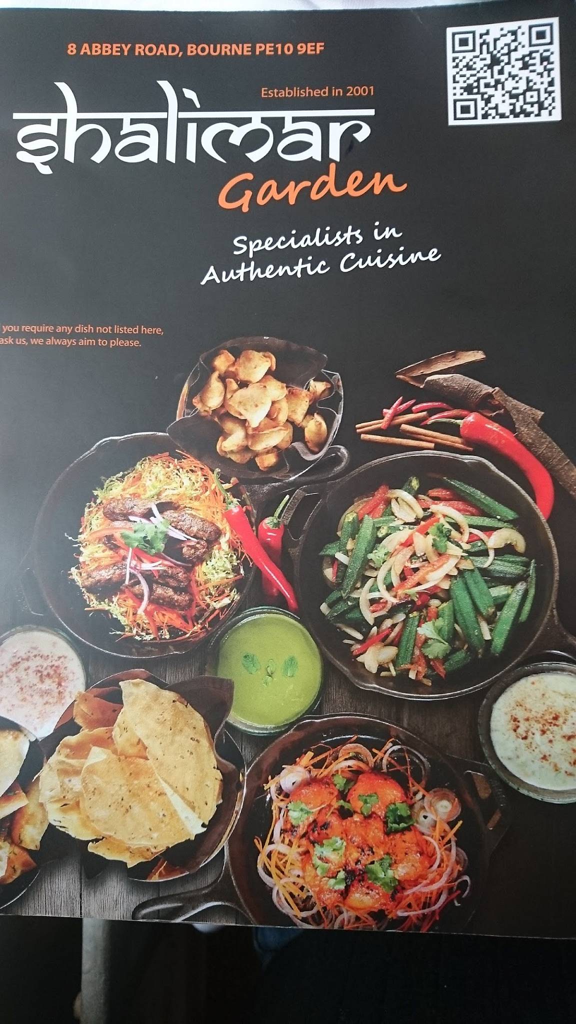Menu at Shalimar restaurant, Bourne, 8 Abbey Rd