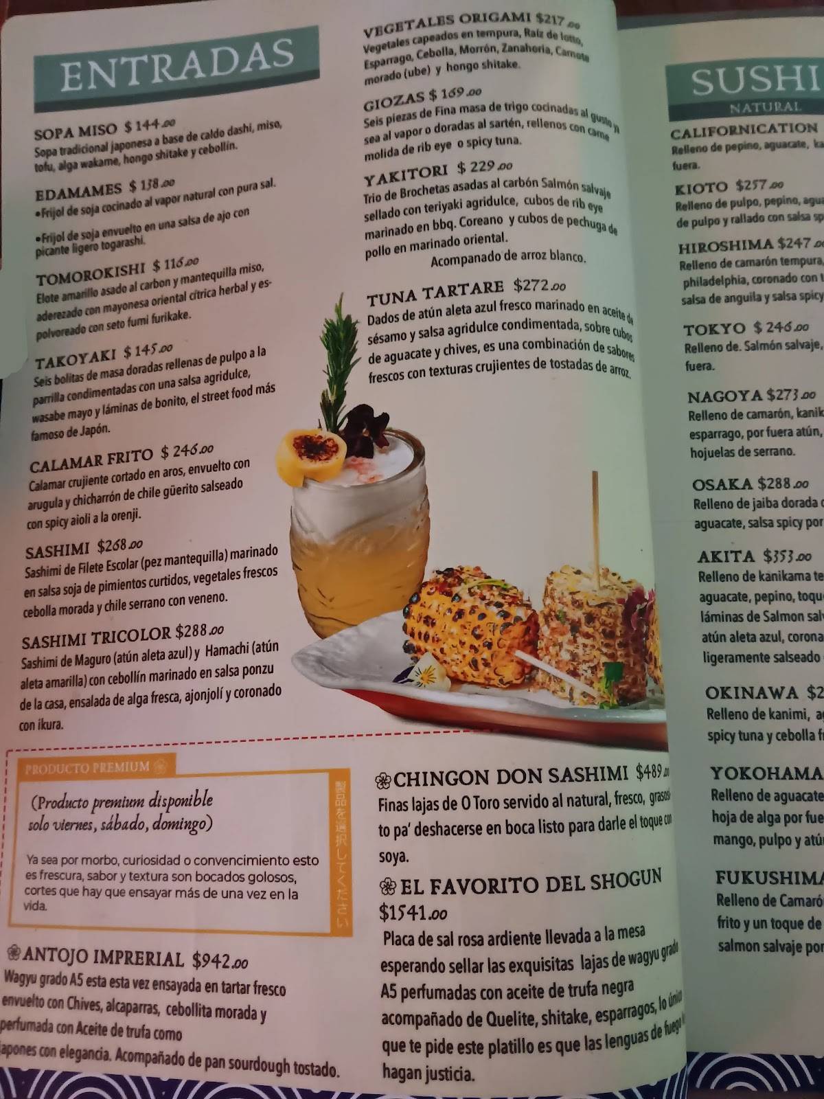 Carta del restaurante Ukiyo Sushi House, Rosarito