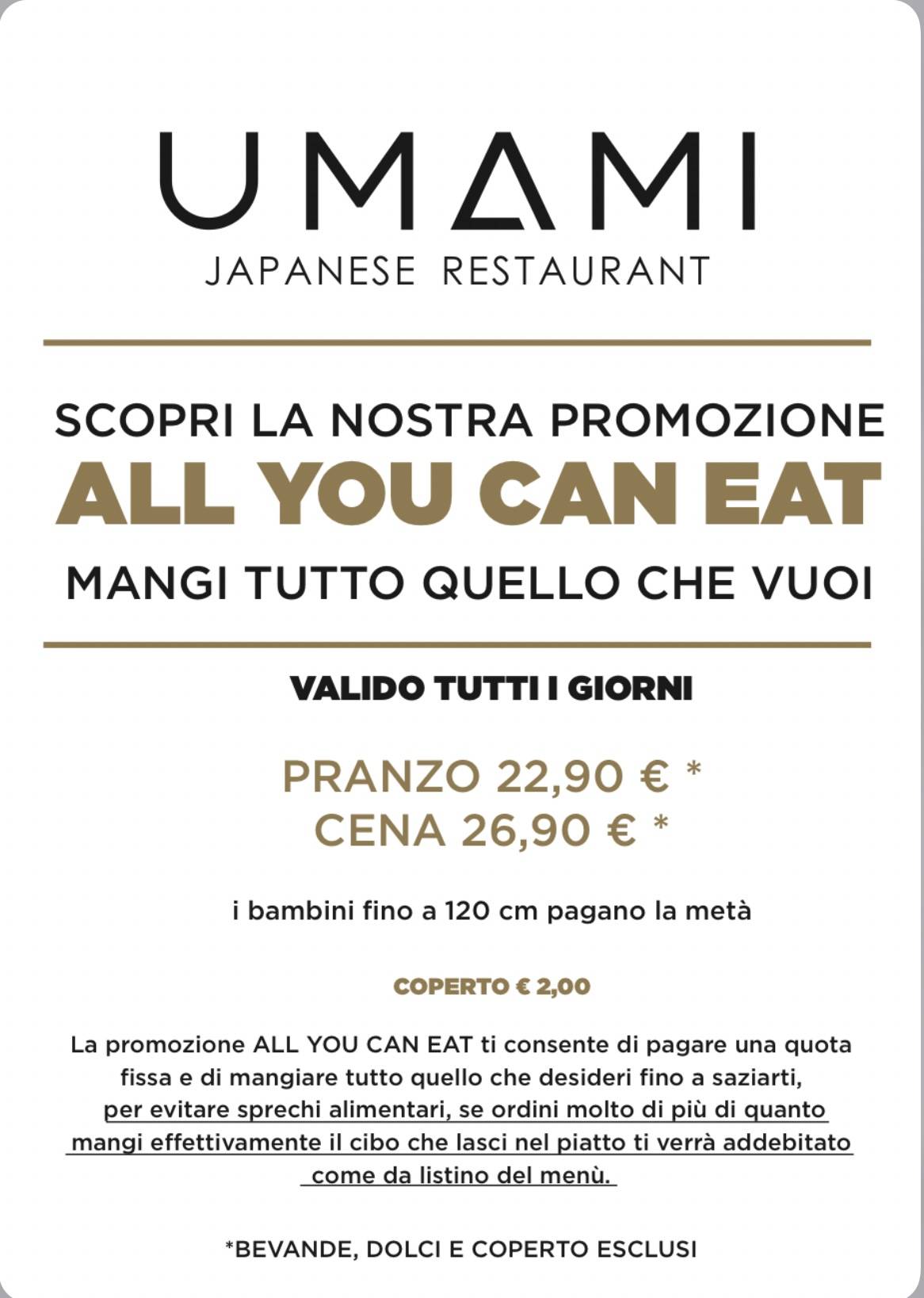 Menu at Umami Japanese restaurant, Ostuni
