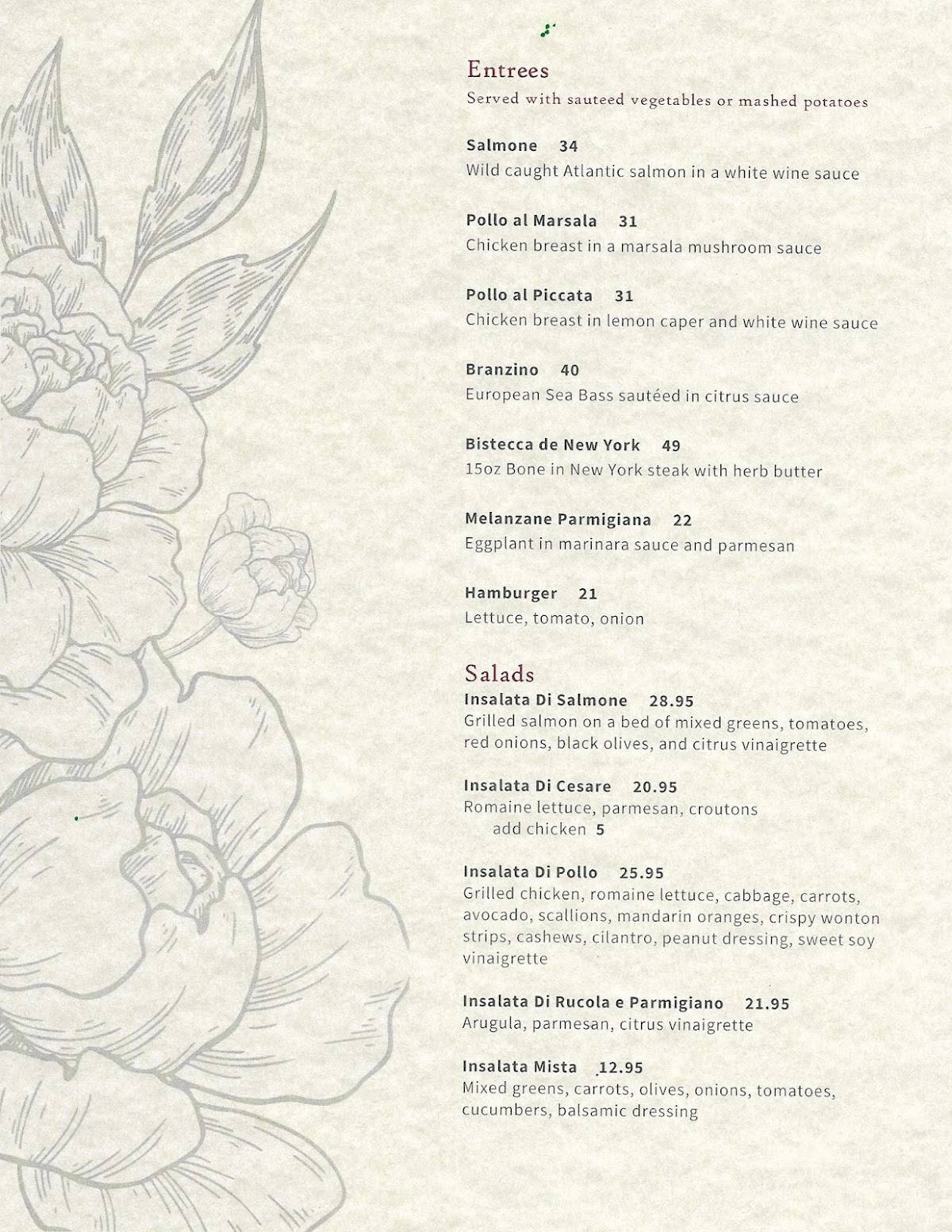 Menu at Umberto's Trattoria & Cantina pub & bar, Los Angeles
