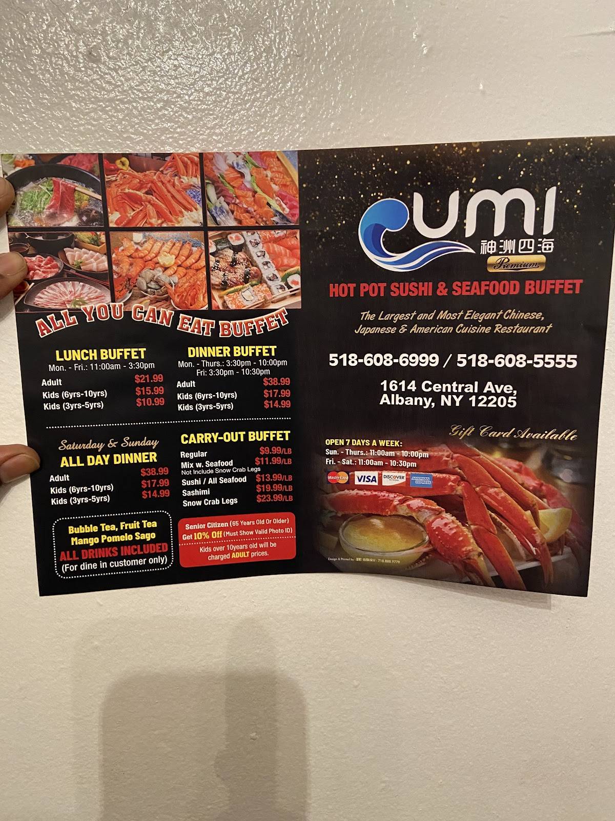 Menu at Umi Hotpot Sushi & Seafood Buffet restaurant, Albany