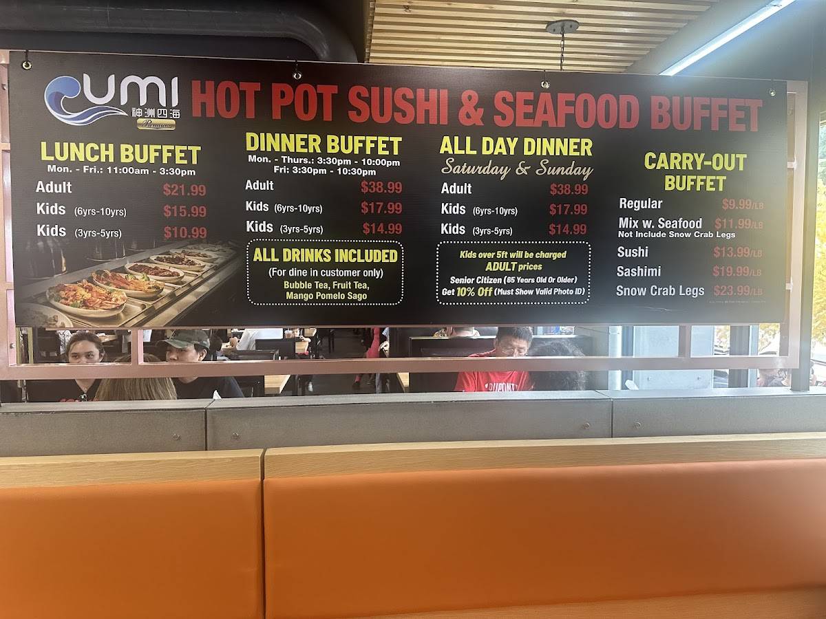 Menu at Umi Hotpot Sushi & Seafood Buffet restaurant, Albany