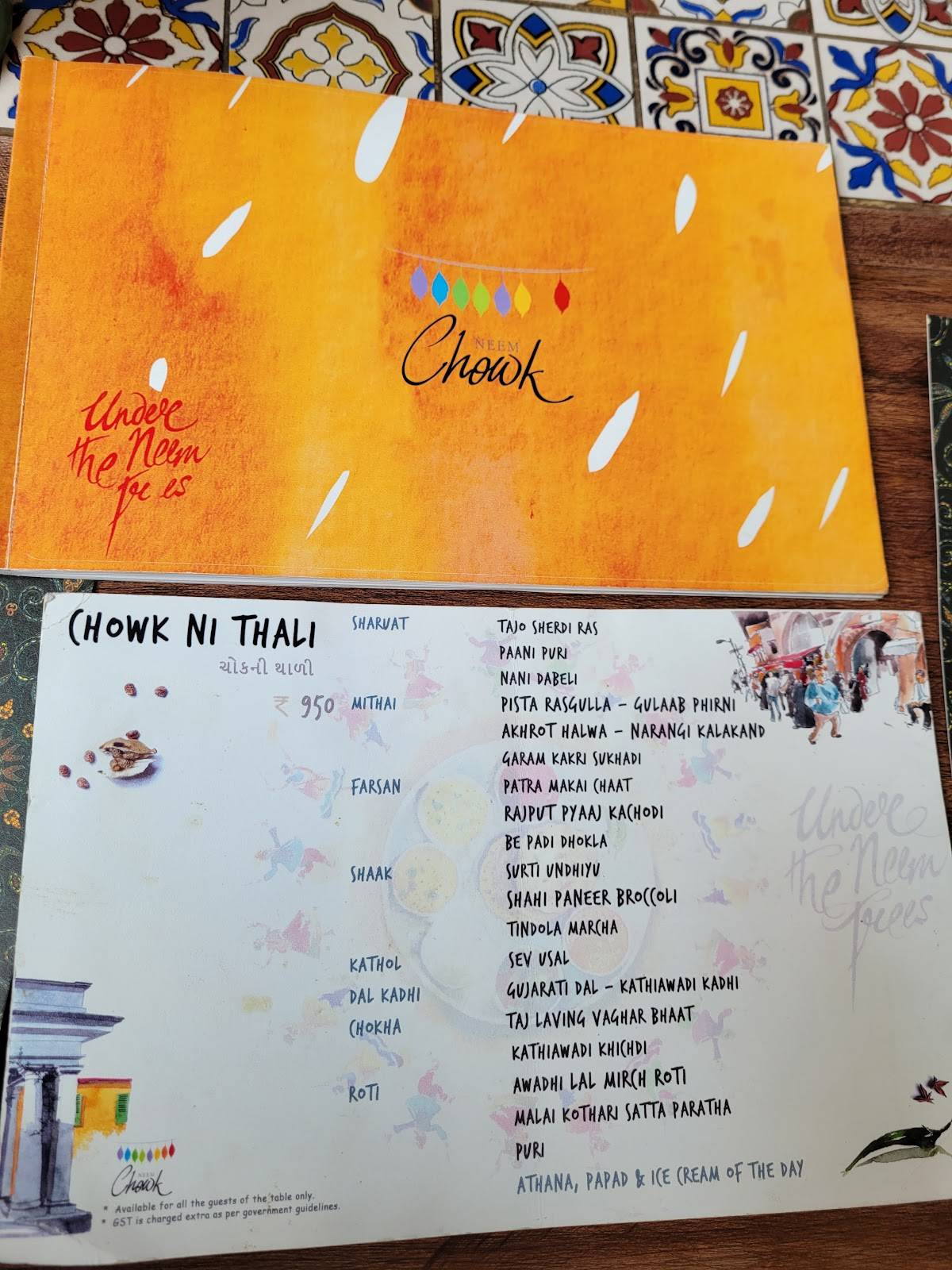 Menu at Under The Neem Trees, Ahmedabad