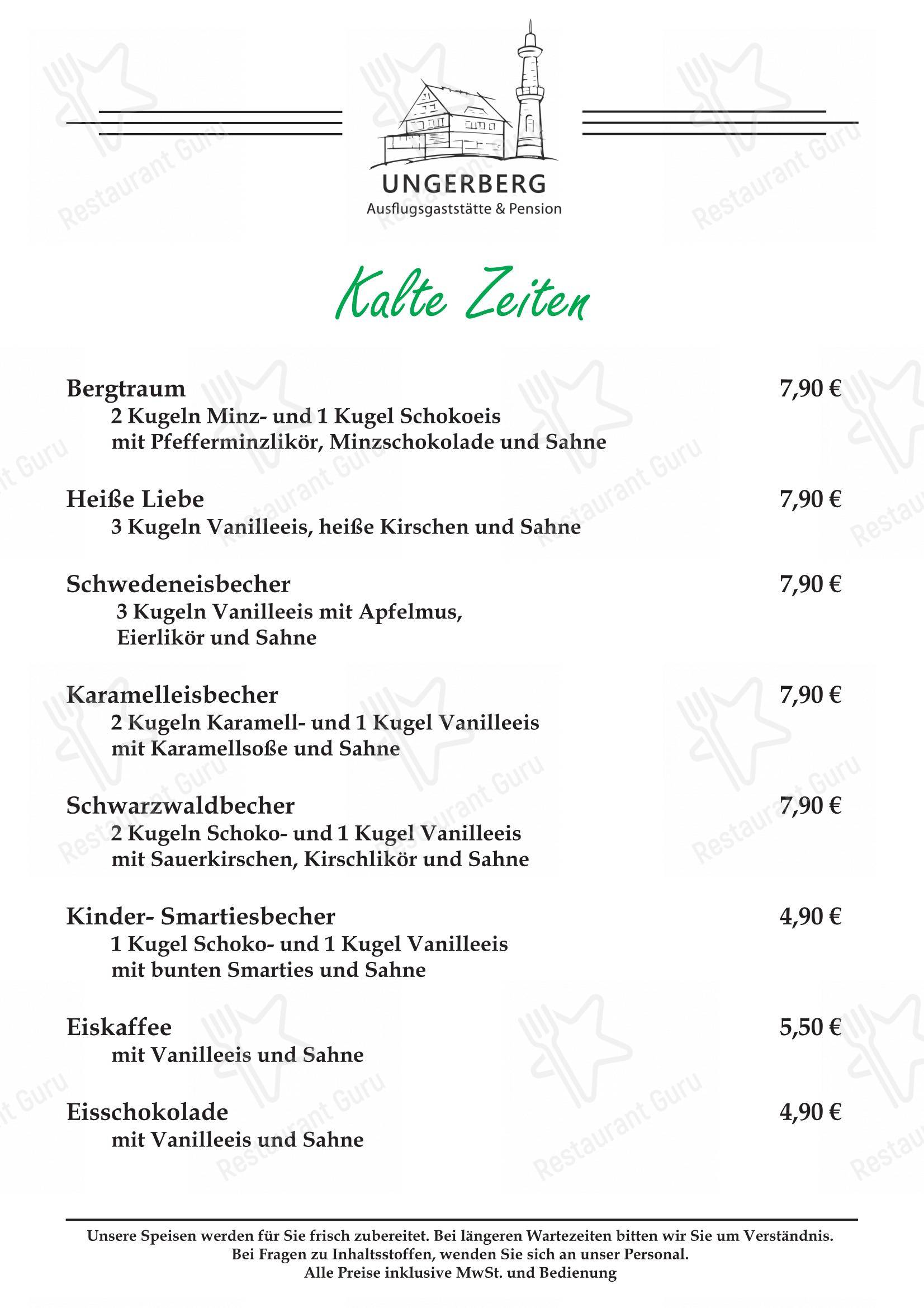 Menu au Ungerberg Ausflugsgaststätte und Pension restaurant, Neustadt ...