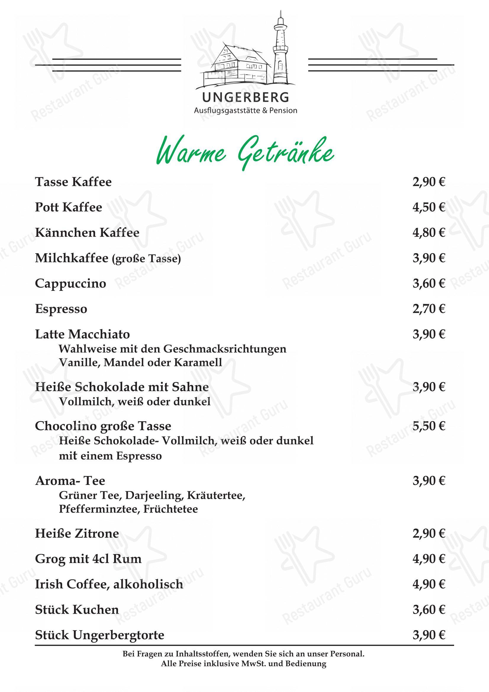 Menu au Ungerberg Ausflugsgaststätte und Pension restaurant, Neustadt ...
