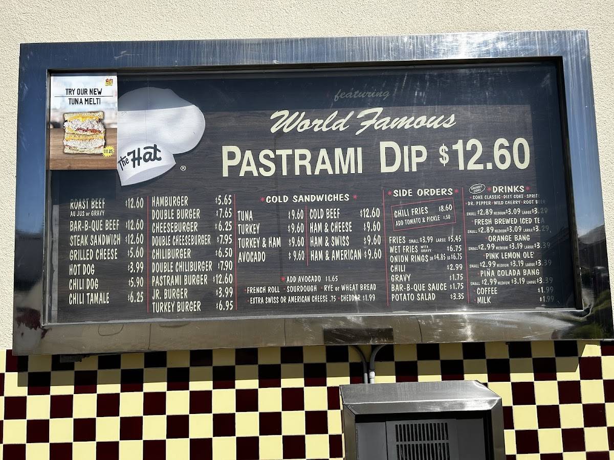 Menu at The Hat restaurant, Upland
