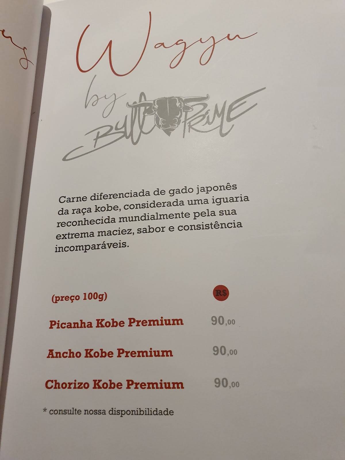 Carta de Urus Steakhouse, Cuiabá