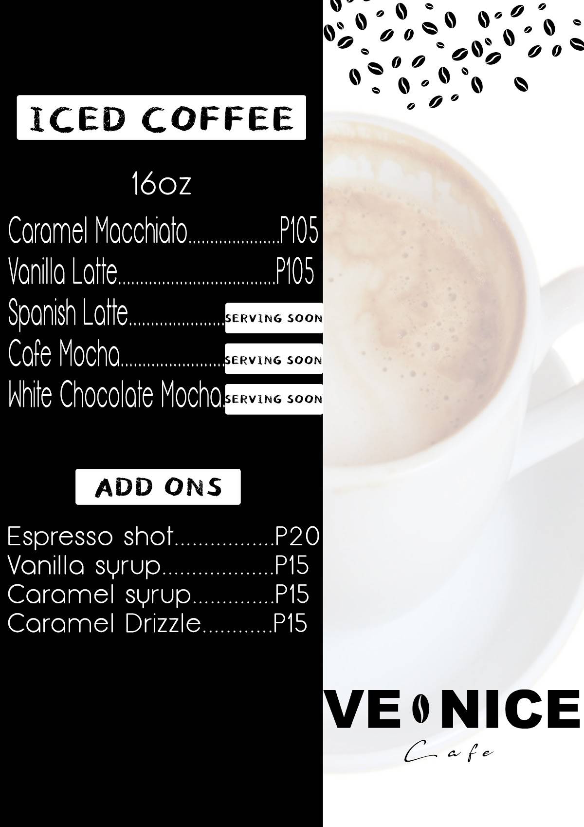 Menu at VE.NICE CAFE, Mabalacat