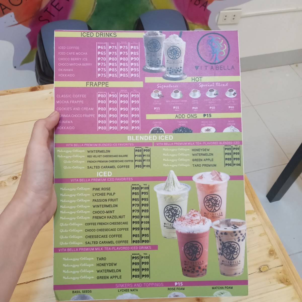 Carta de VITA BELLA BUBBLE TEA AND COFFE SHOP, Cebú