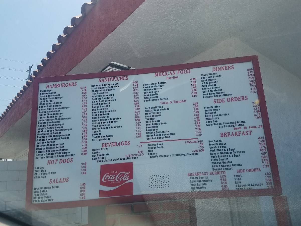 Menu at Valley Super Burger restaurant, Azusa